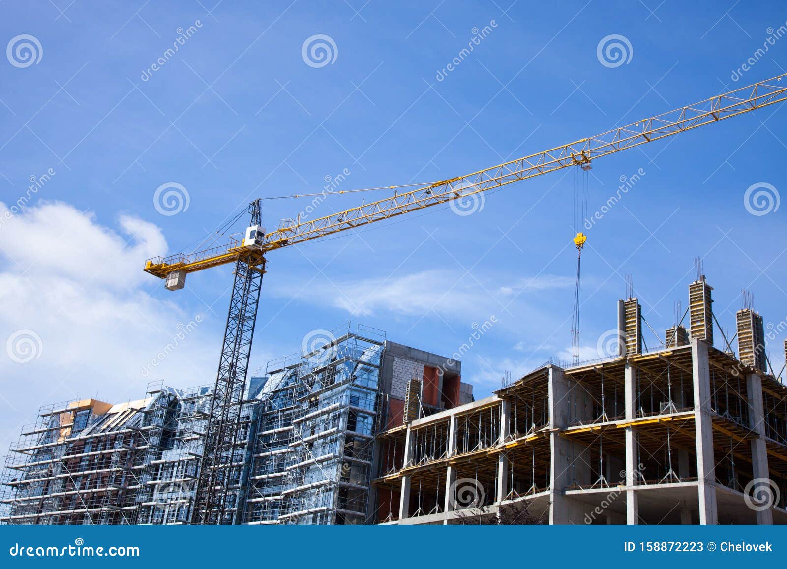 New Building Under Construction. Stock Image - Image of urban, glass ...