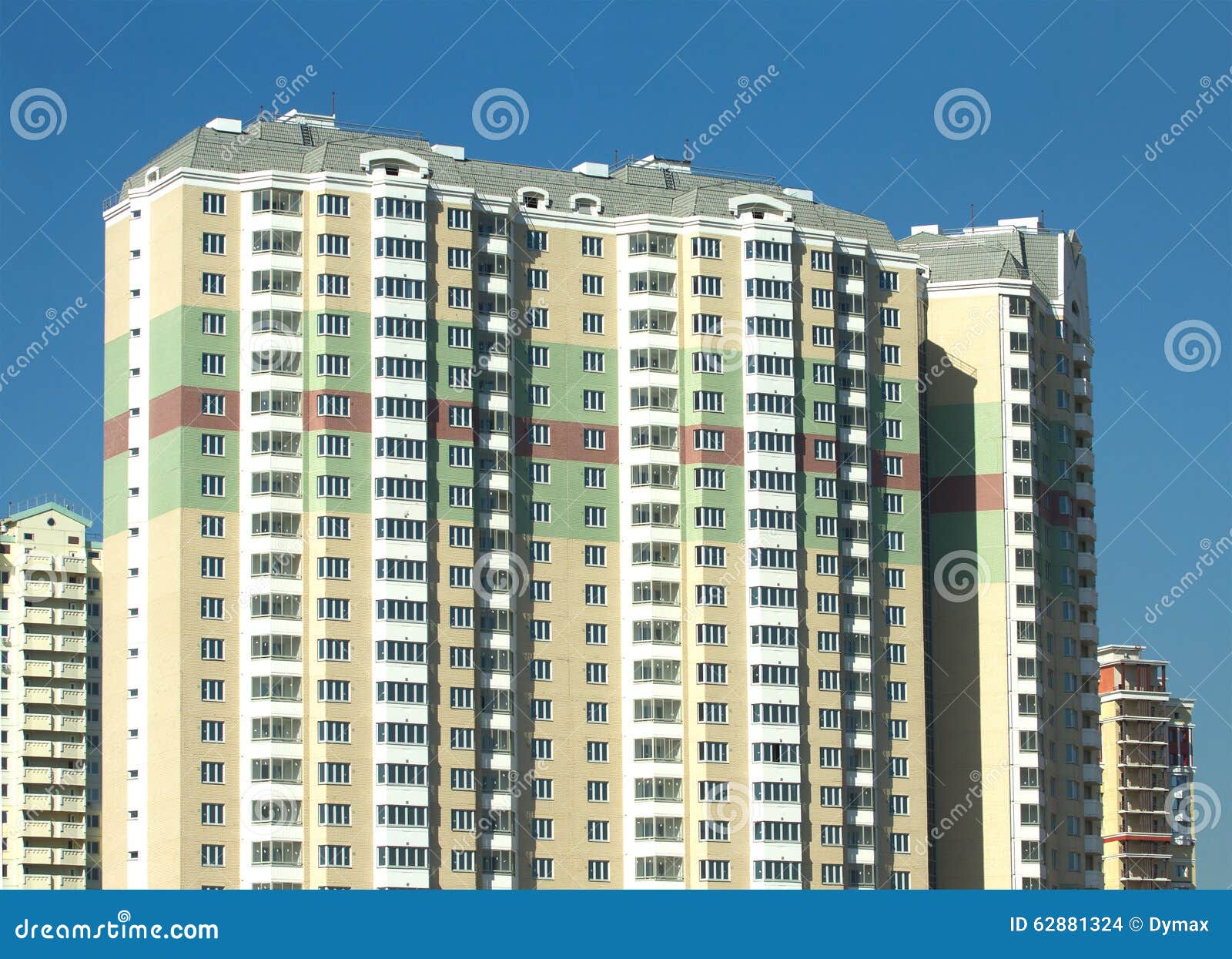 New Built Modern Apartment Building of Brick with a Clear Blue Sky ...