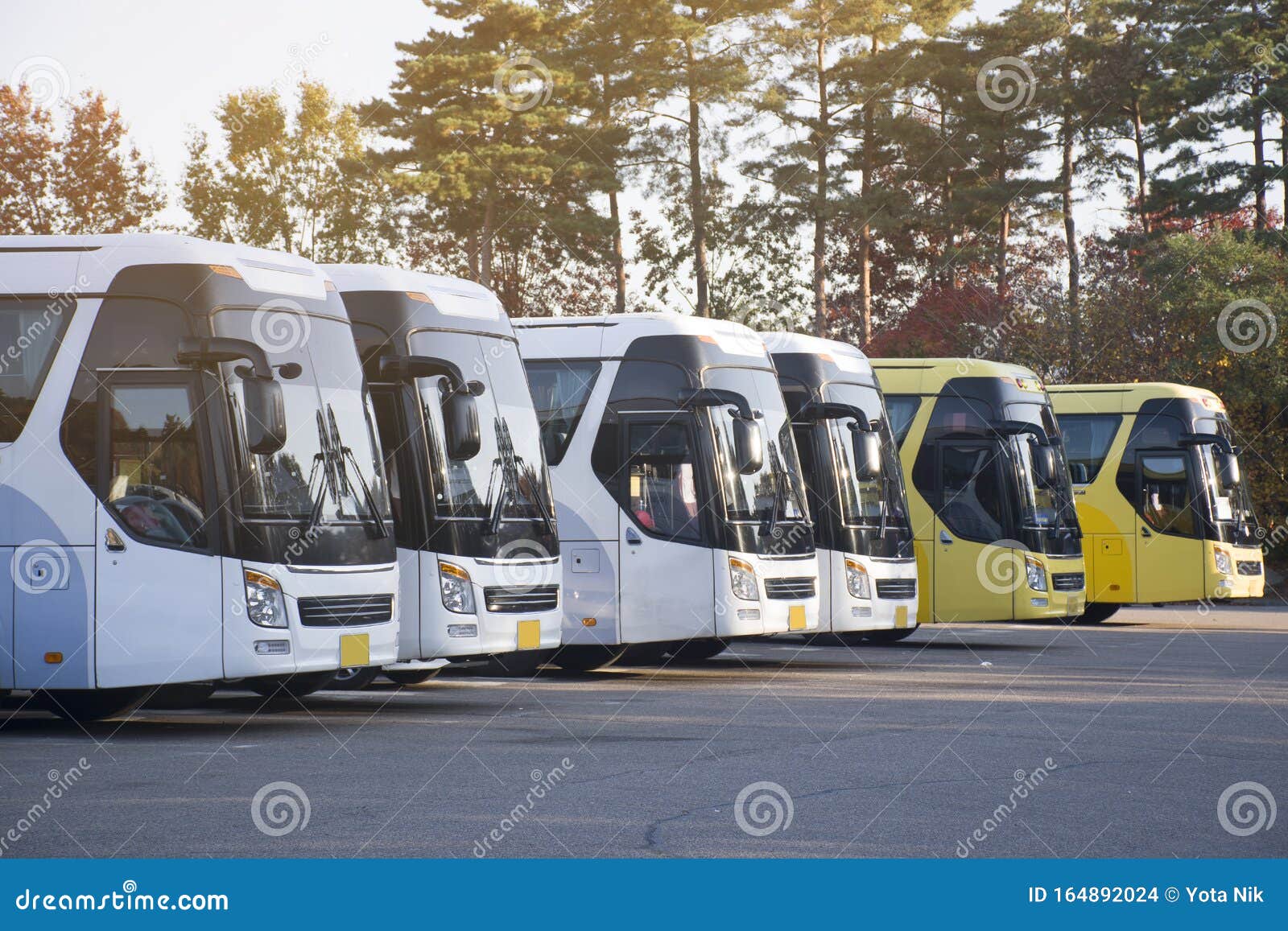 New Bus Fleet is Parking at the Parking Yard Stock Photo - Image of ...