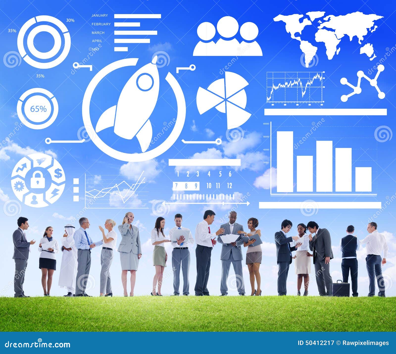 New Business Chart Innovation Teamwork Global Business Concept Stock ...