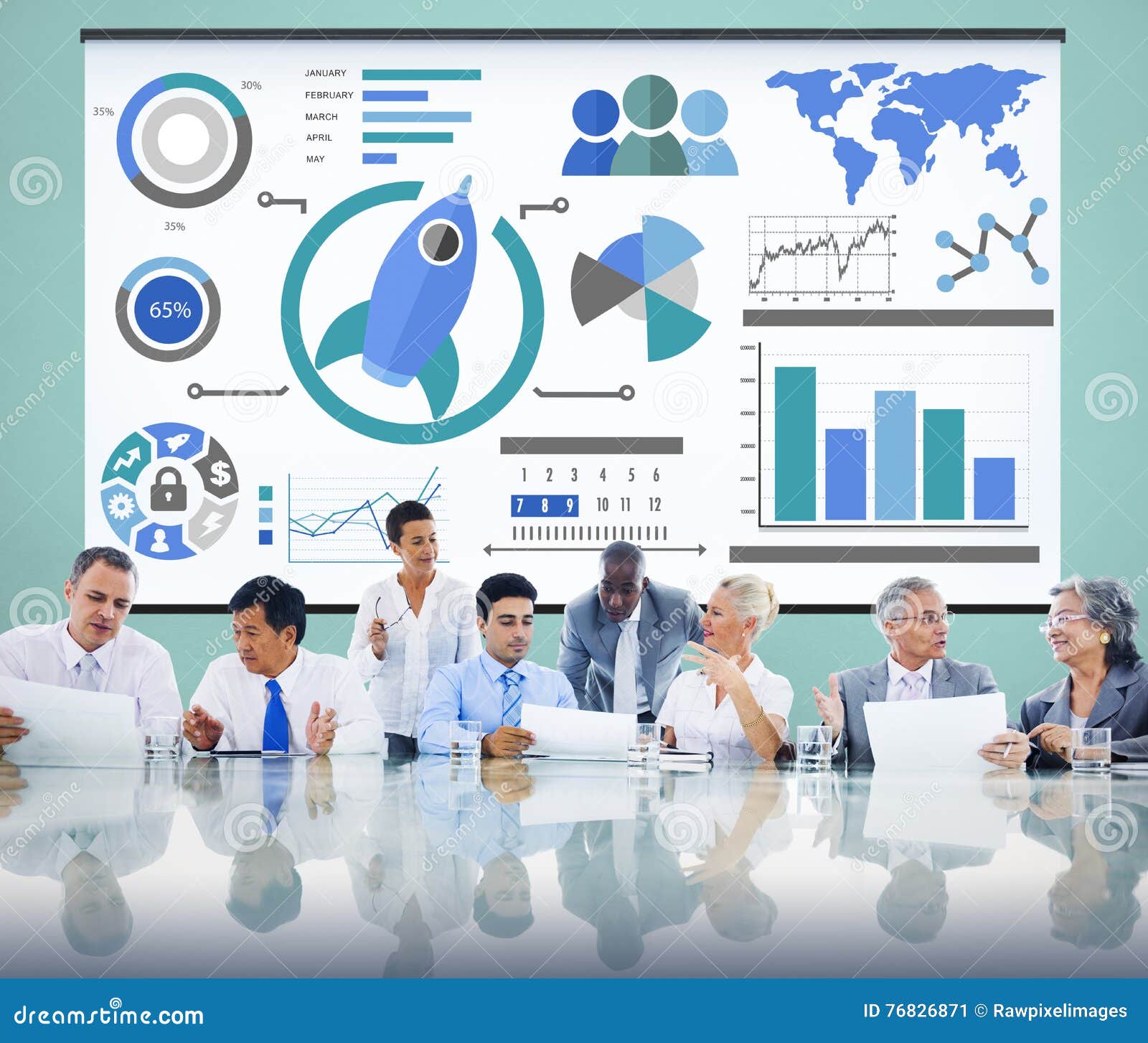 New Business Chart Innovation Teamwork Global Business Concept Stock ...