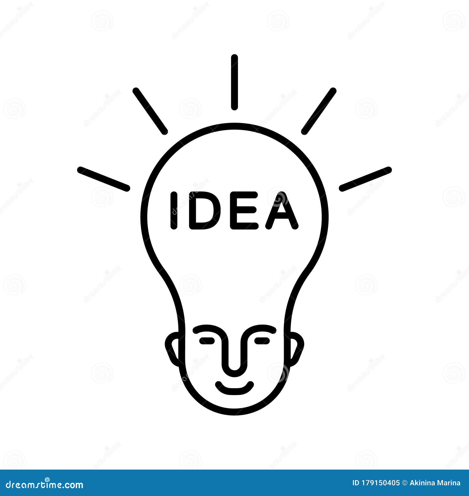 New Business Idea Concept. Linear Icon of Human Head in Shape of Light ...