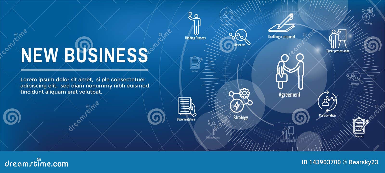 New Business Process Web Header Banner / Icon Set Stock Vector ...