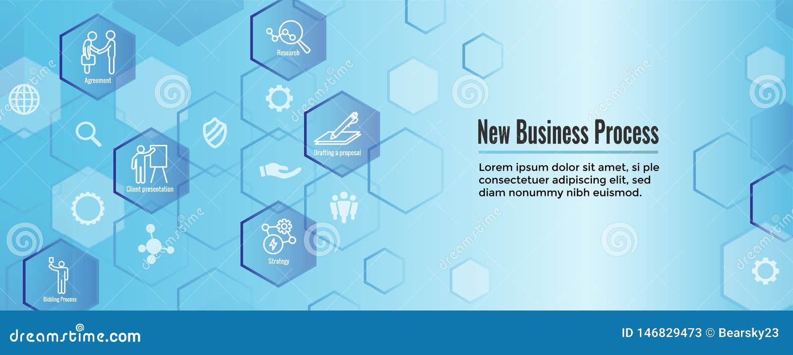 New Business Process Web Header Banner / Icon Set Stock Vector ...