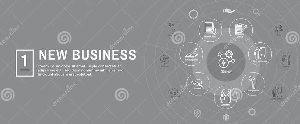 New Business Process Web Header Banner / Icon Set Stock Vector ...