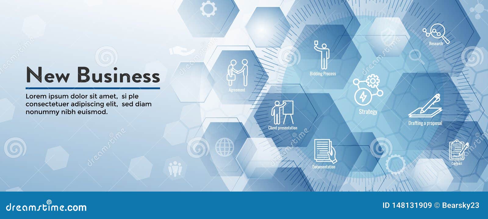 New Business Process Web Header Banner / Icon Set Stock Vector ...