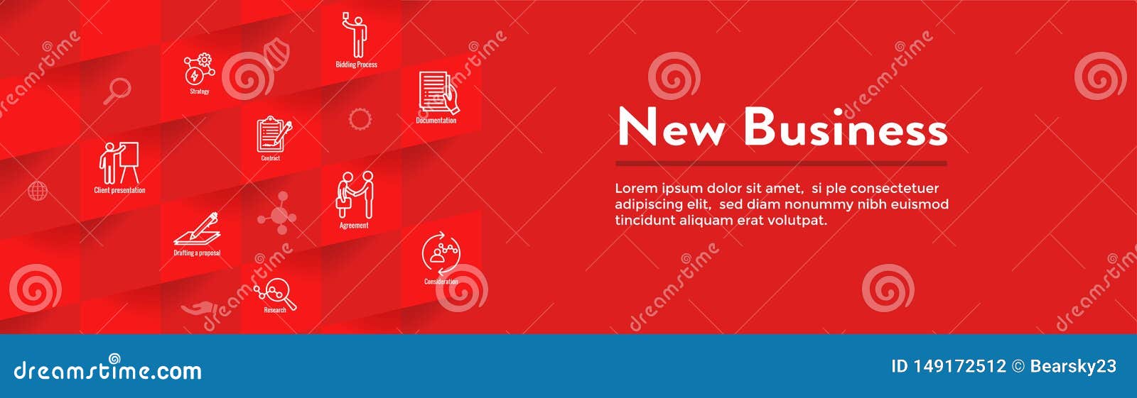 New Business Process Web Header Banner / Icon Set Stock Vector ...