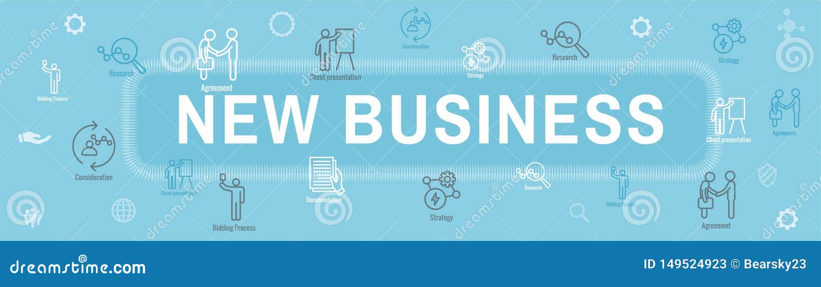 New Business Process Web Header Banner / Icon Set Stock Vector ...