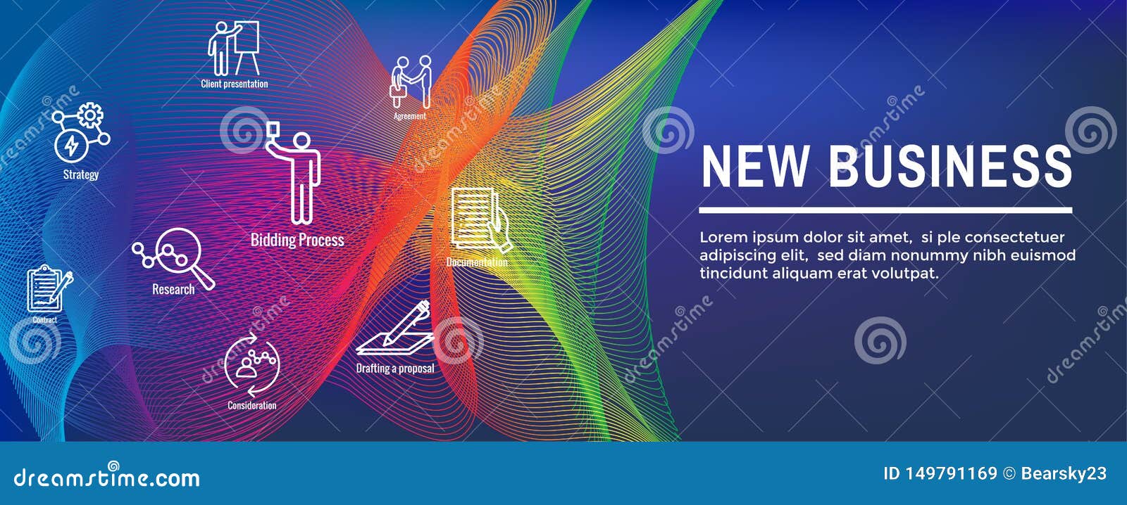 New Business Process Web Header Banner / Icon Set Stock Vector ...