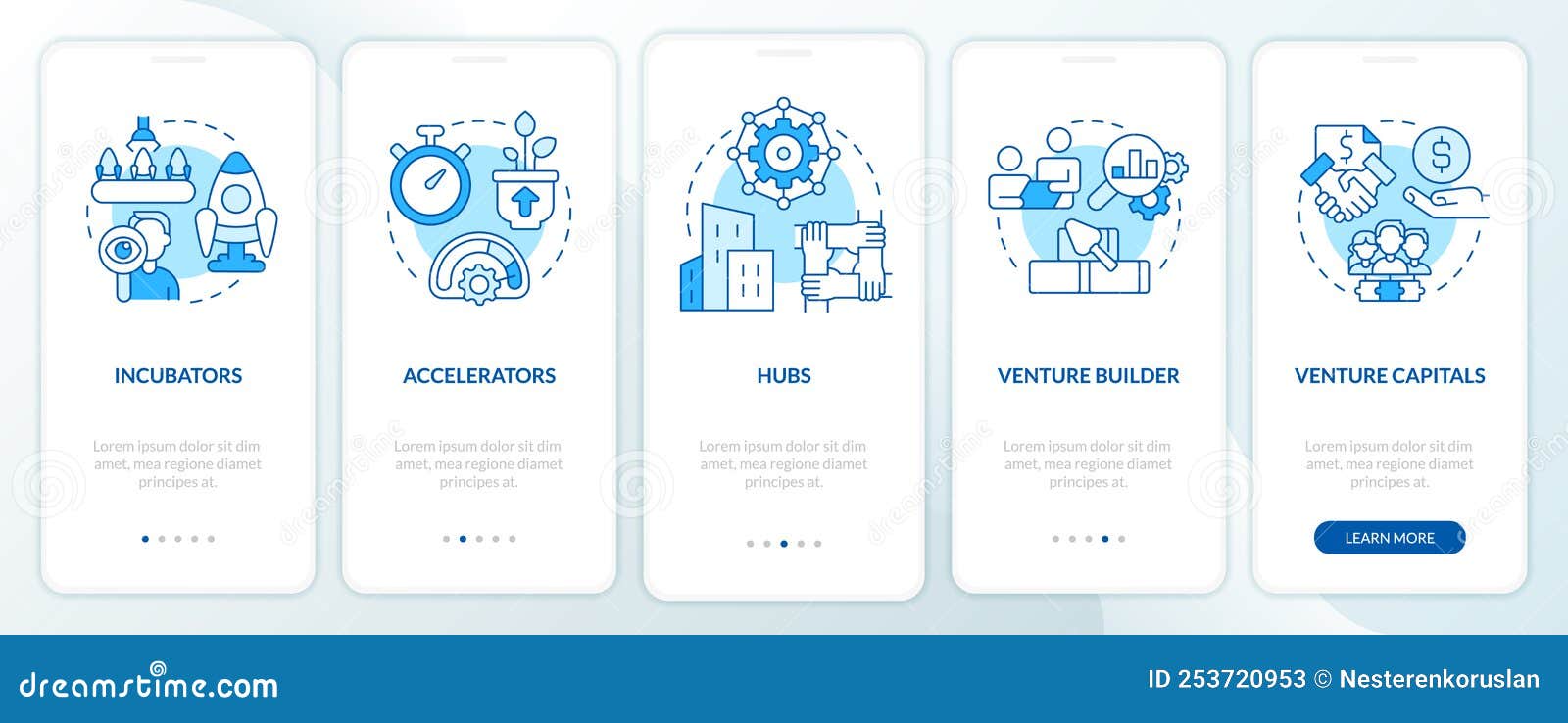 New Business Sponsorship Types Blue Onboarding Mobile App Screen Stock ...