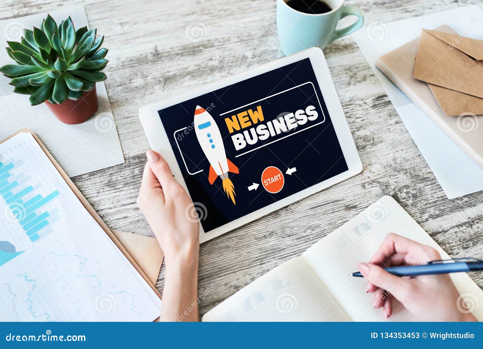 New Business Start Up Concept on Screen. Stock Image - Image of vision ...