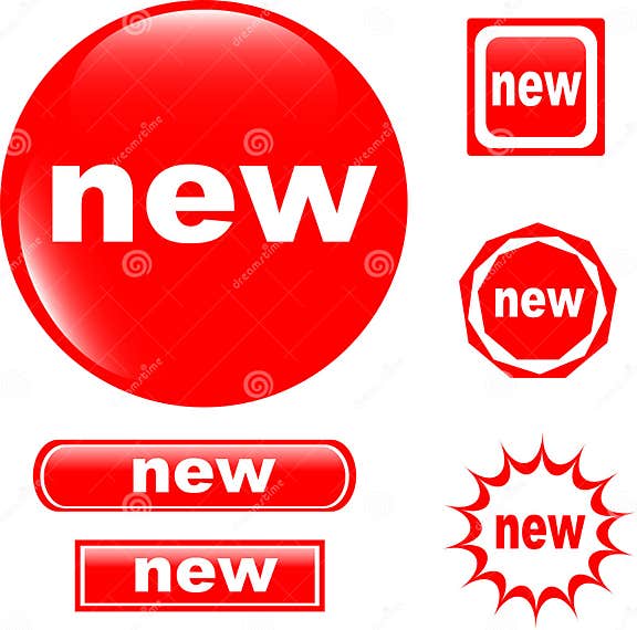 NEW button web glossy icon stock vector. Illustration of range - 19530532