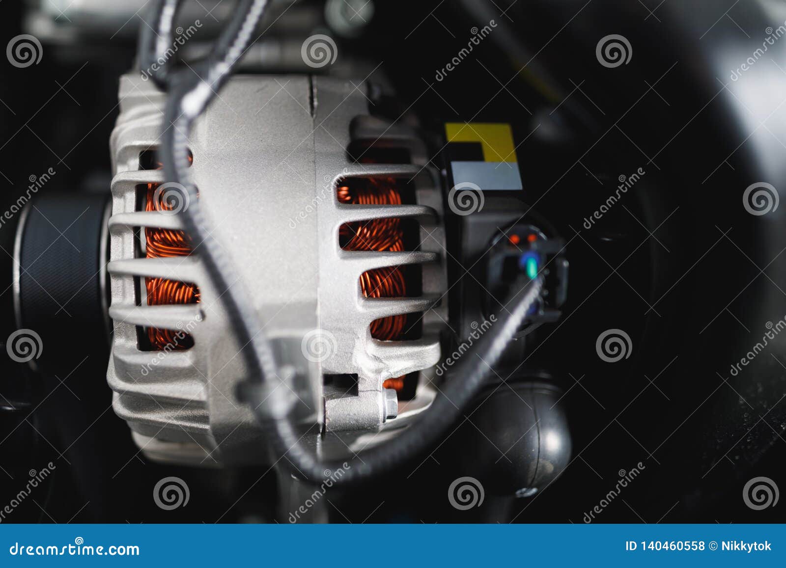 New car alternator stock photo. Image of coil, current - 140460558