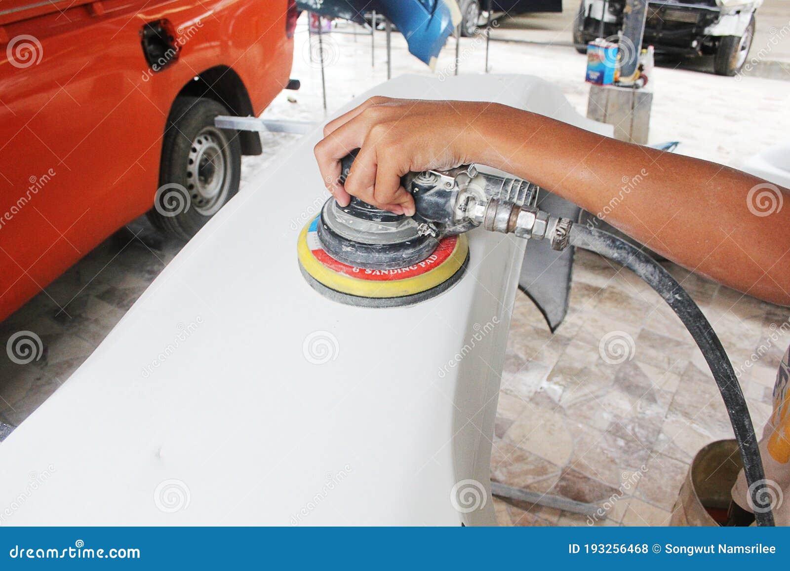 The New Car Body is Polishing Stock Photo - Image of caused, mobile ...