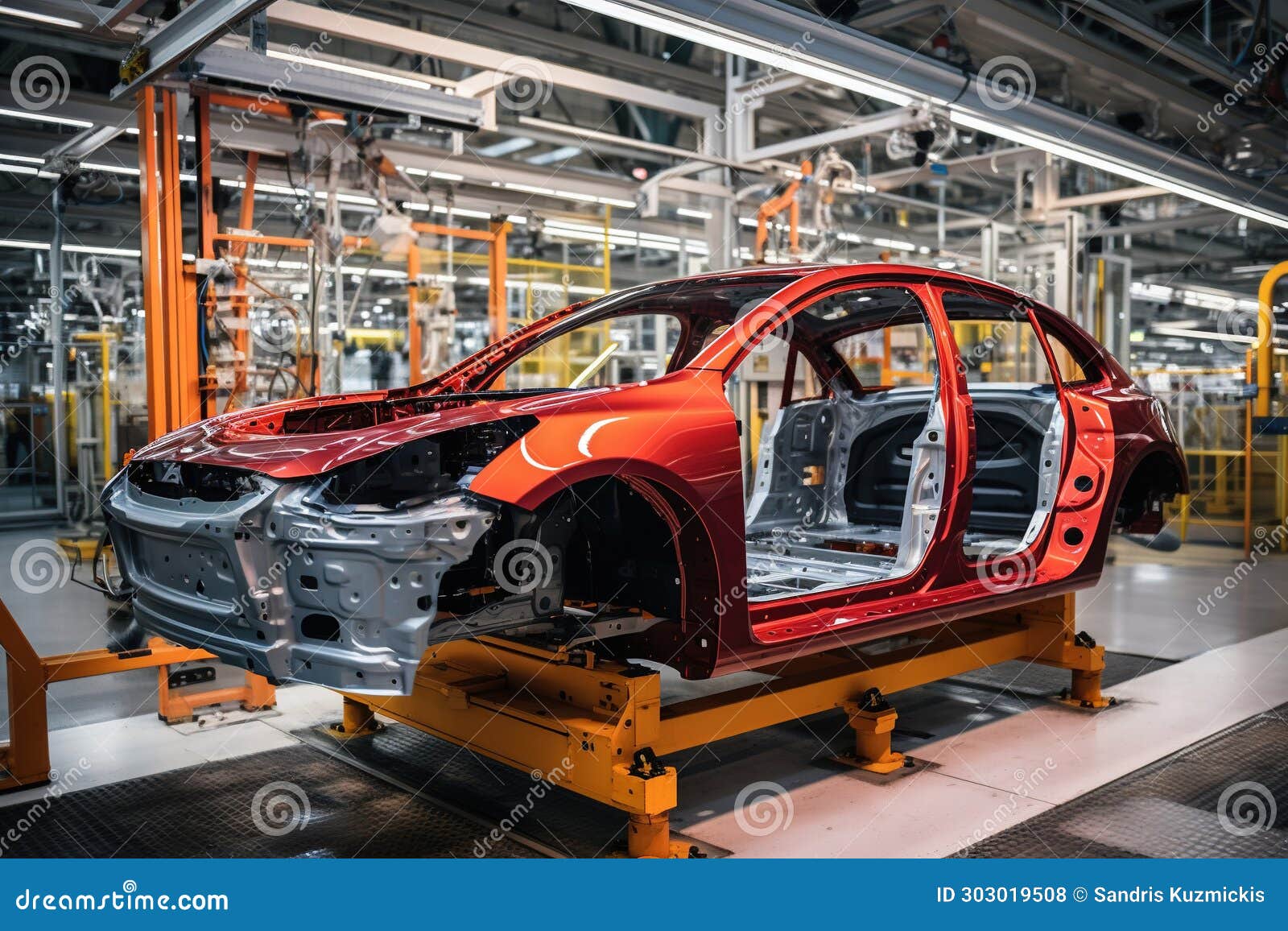 New Car Construction at the Factory. Generative AI Stock Illustration ...