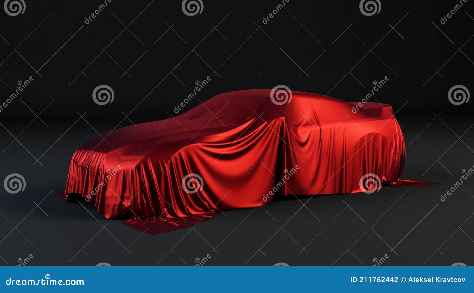 New Car is Covered with Red Drapery Stock Illustration - Illustration ...