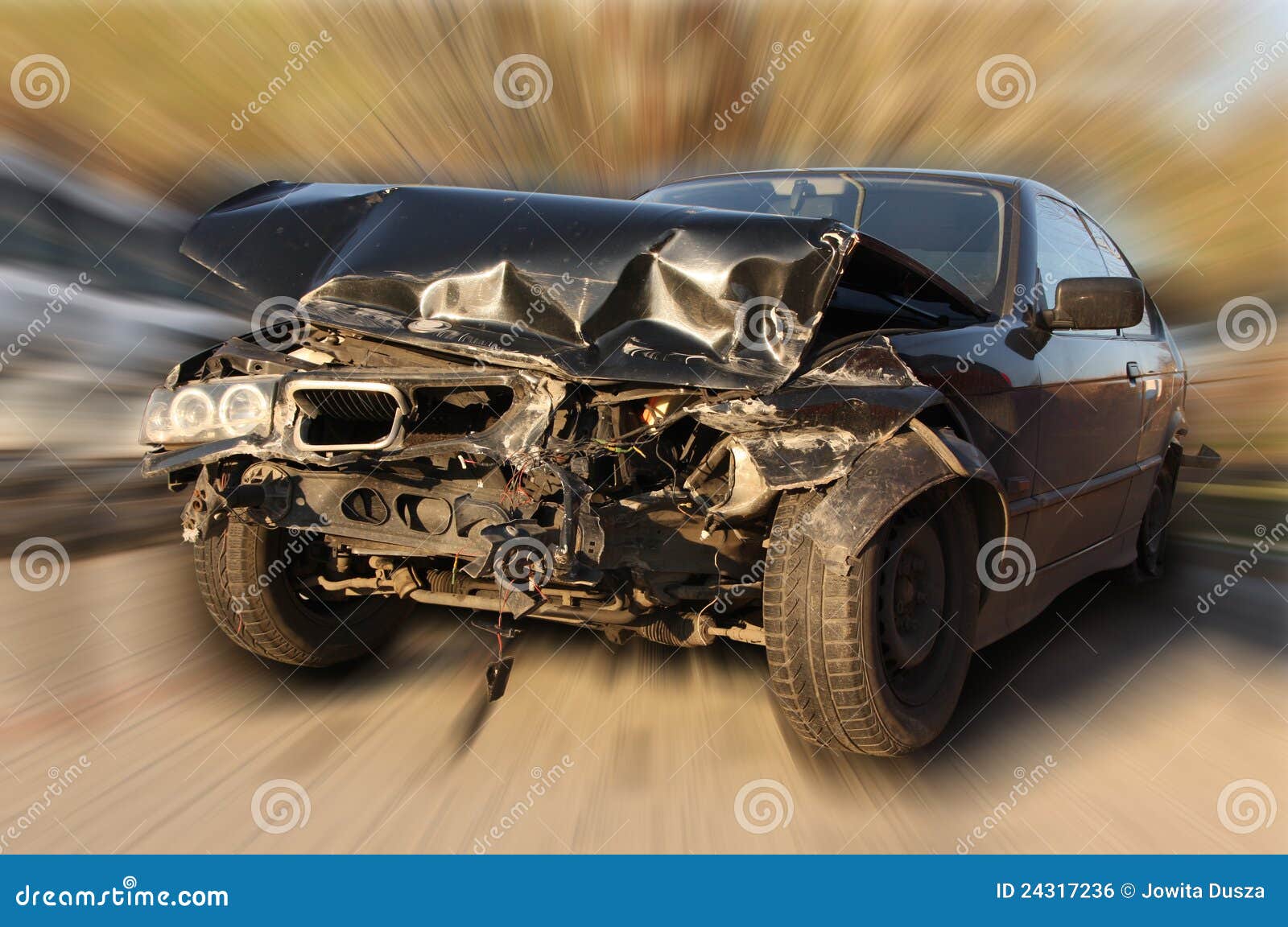New Car Damaged in an Accident. Stock Photo - Image of broken ...