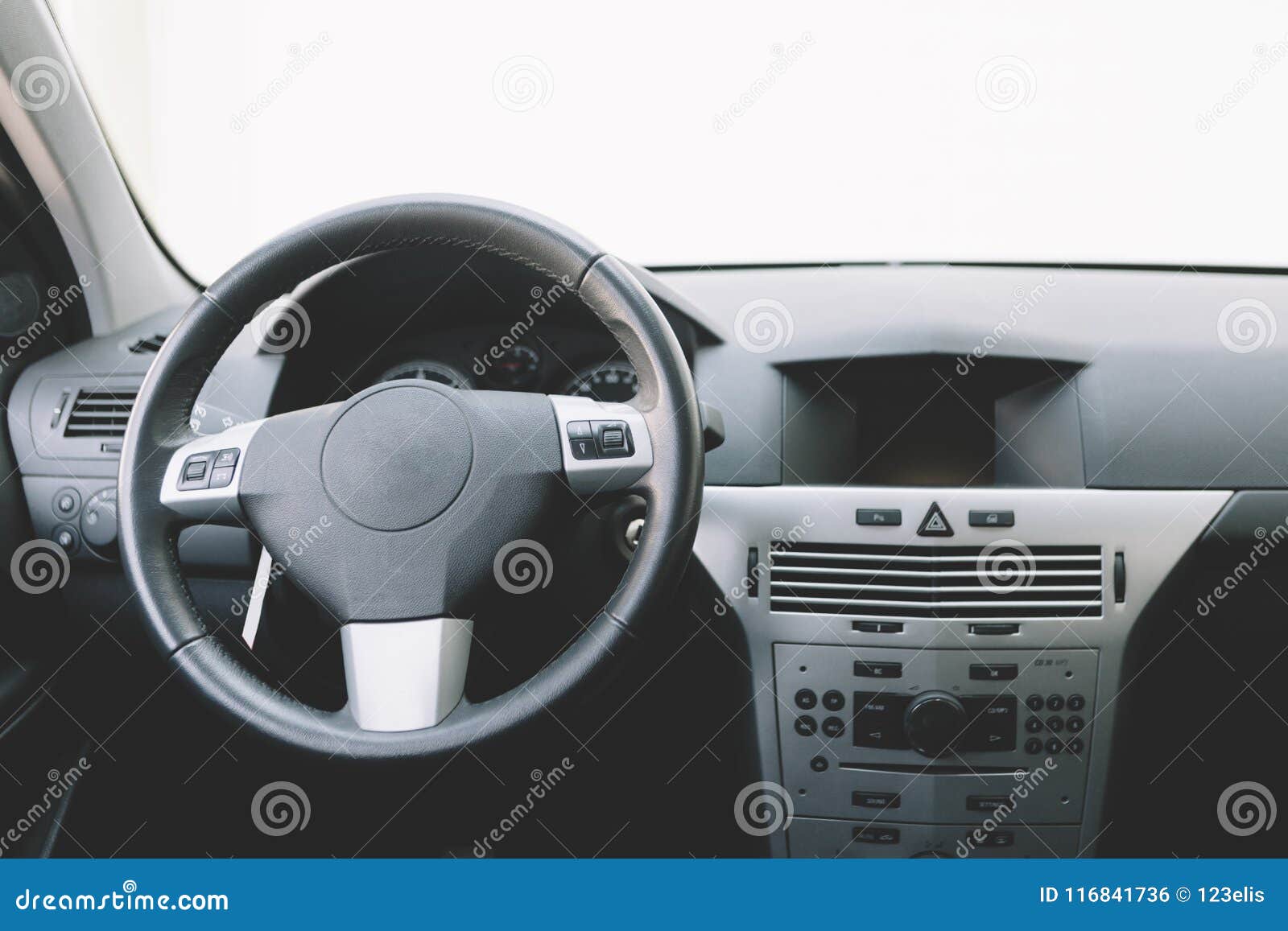 New car dashboard stock photo. Image of view, button - 116841736