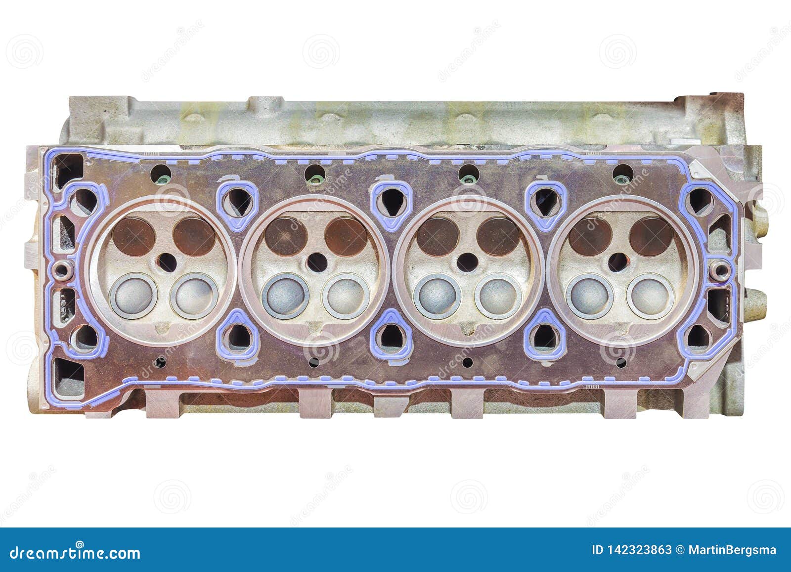 New Car Engine Block with Four Cylinders Isolated on White Stock Image ...