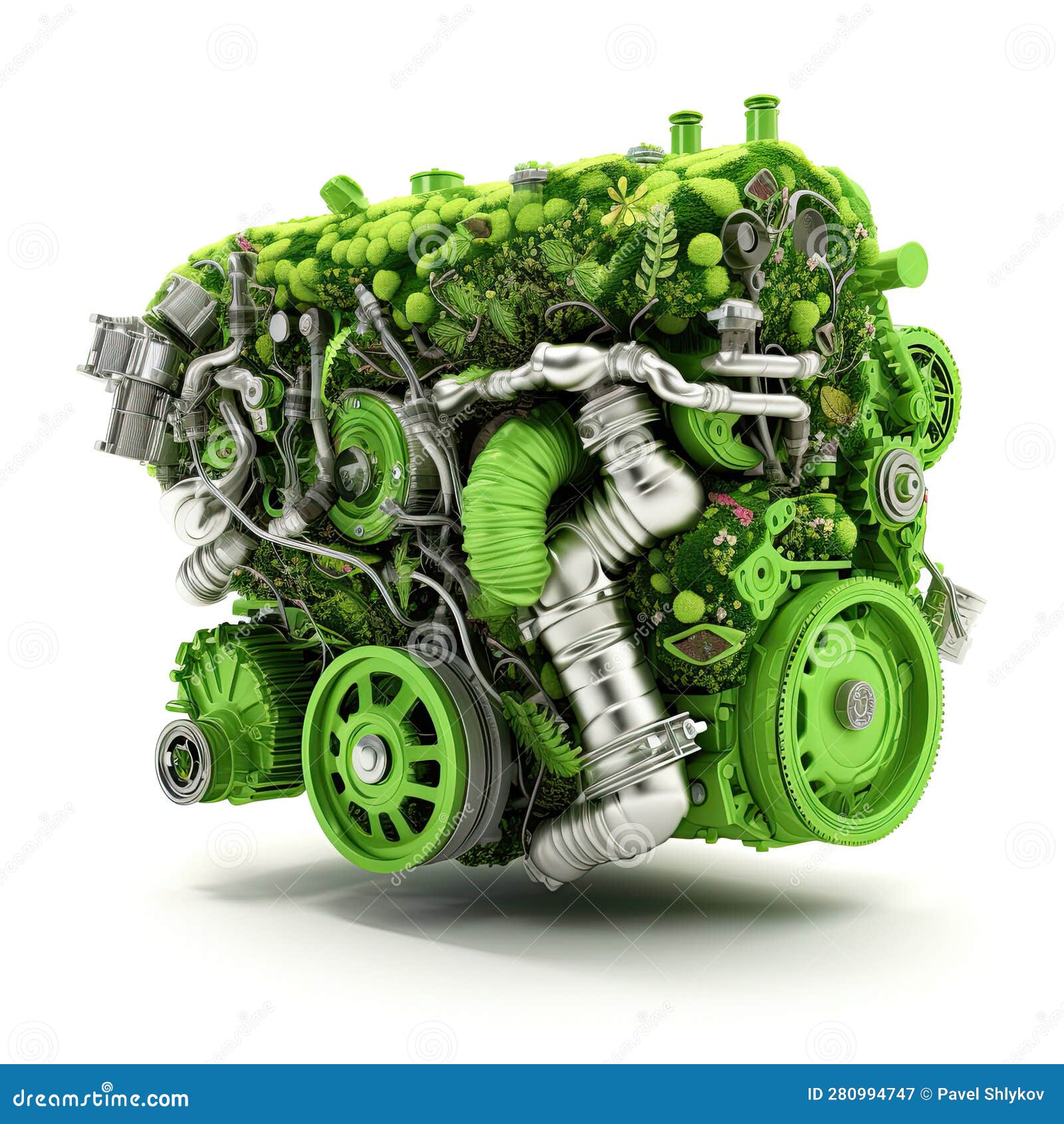 New Car Engine Isolated on White Background. Stock Illustration ...