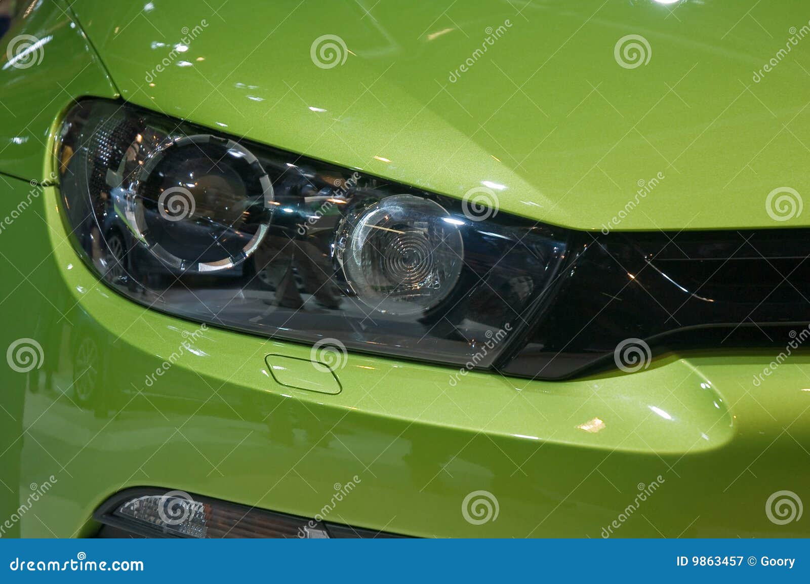 New car - headlight stock image. Image of indoor, background - 9863457