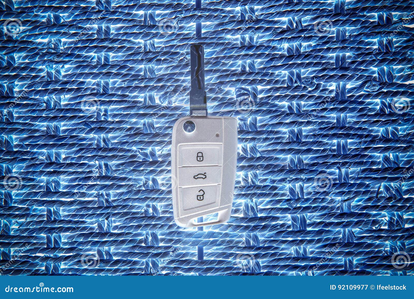 New Car Key on Blue Background Stock Image - Image of push, background ...