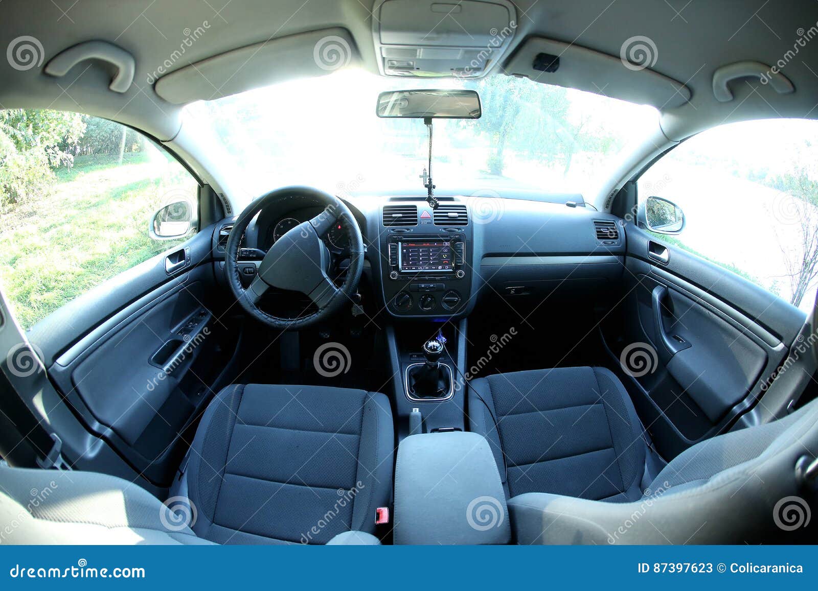 New Car on the Road, Inside View Stock Image - Image of outdoors ...