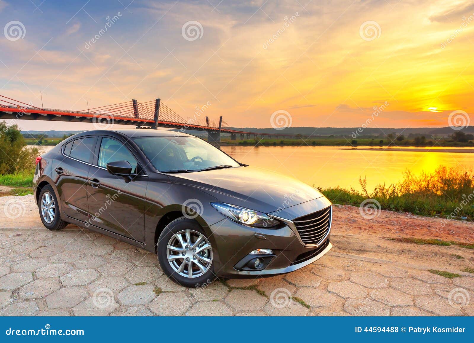 New car at sunset stock photo. Image of lamp, destinations - 44594488