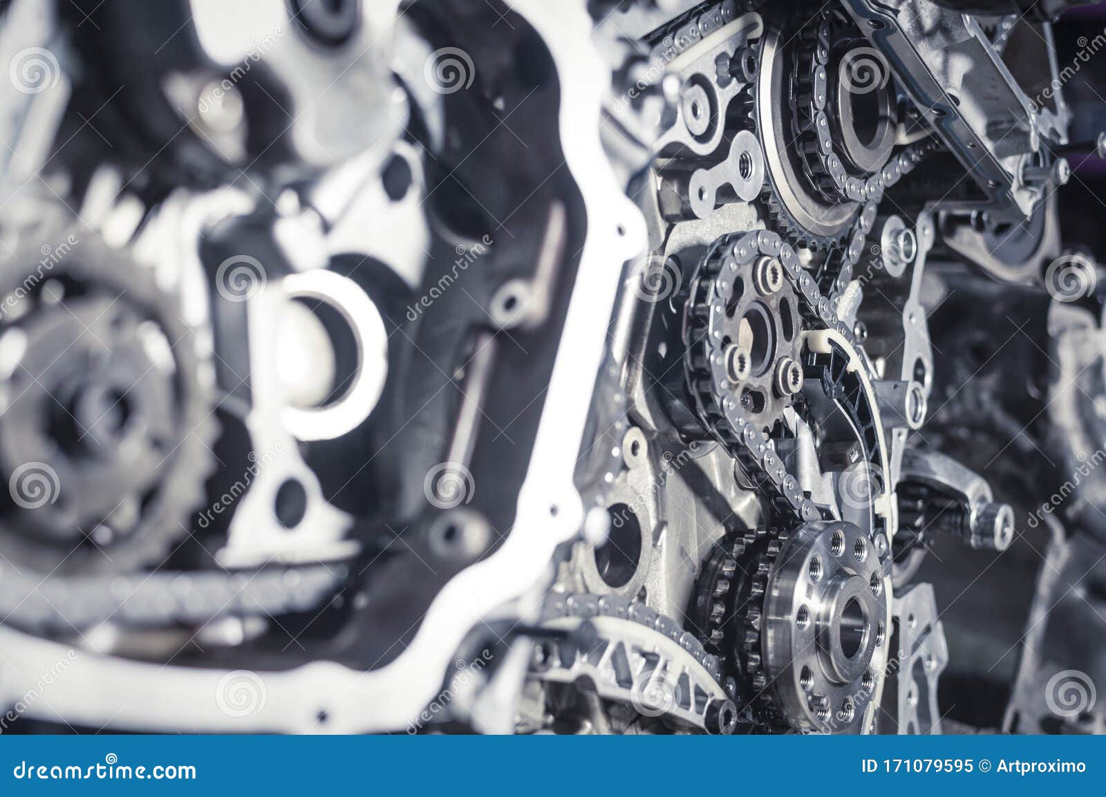 New Car Timing Kit in the Engine. Closeup Details Stock Image - Image ...