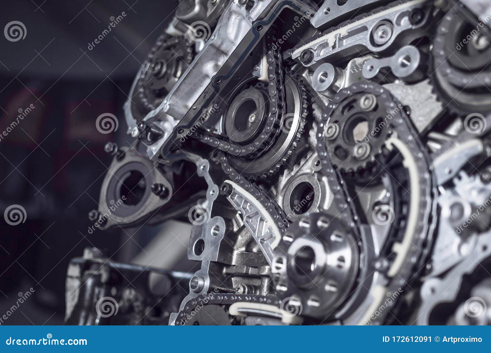 New Car Timing Kit in the Engine. Closeup Details Stock Image - Image ...