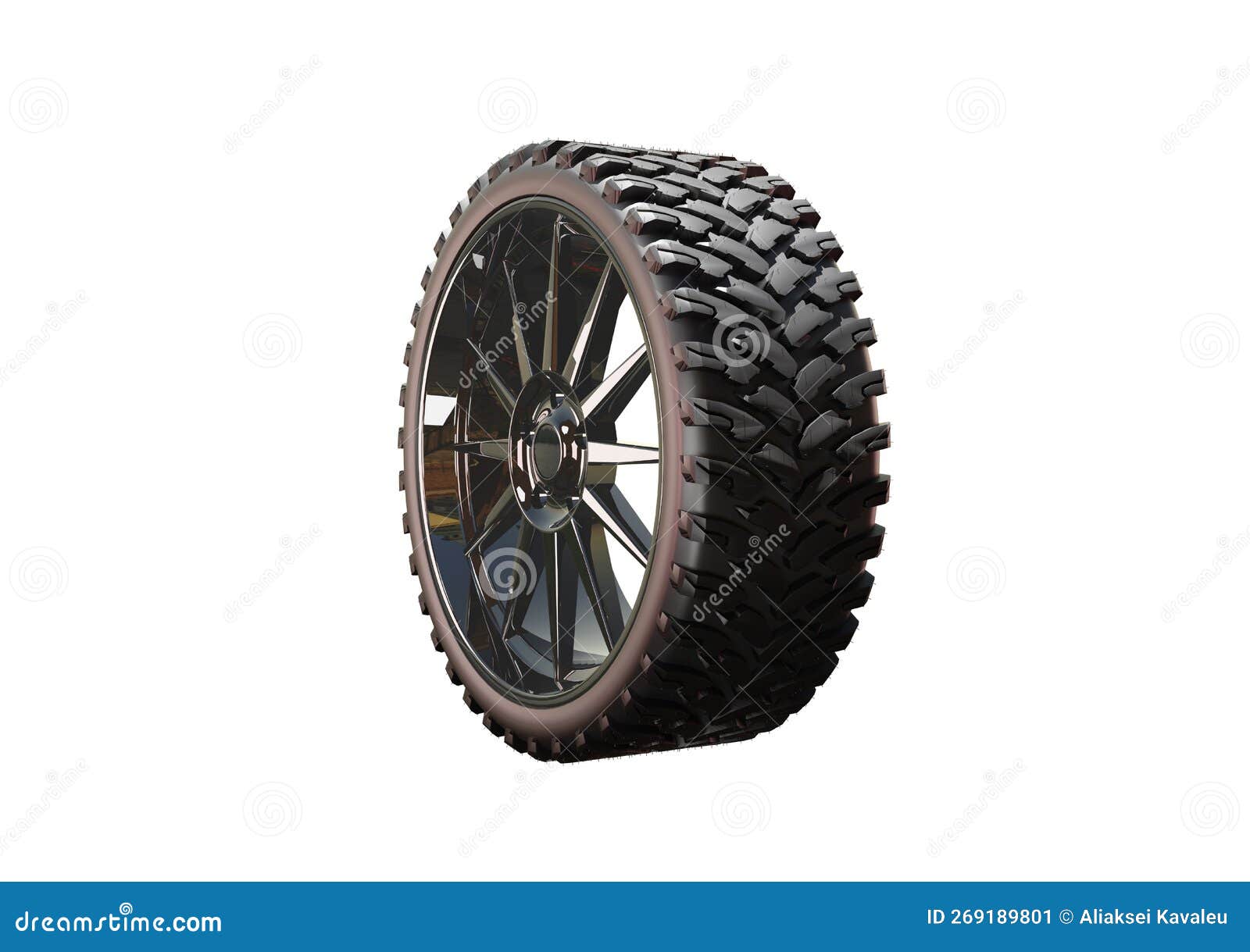 New Car Wheels Set. Isolated on White Background 3d Illustration. Stock ...