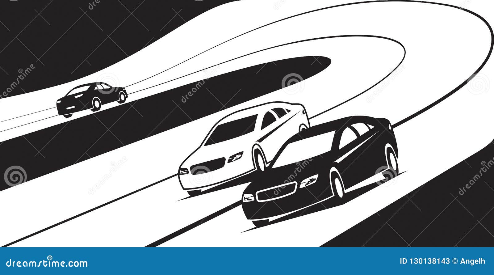 New Cars on Test Drive Track Stock Vector - Illustration of action ...