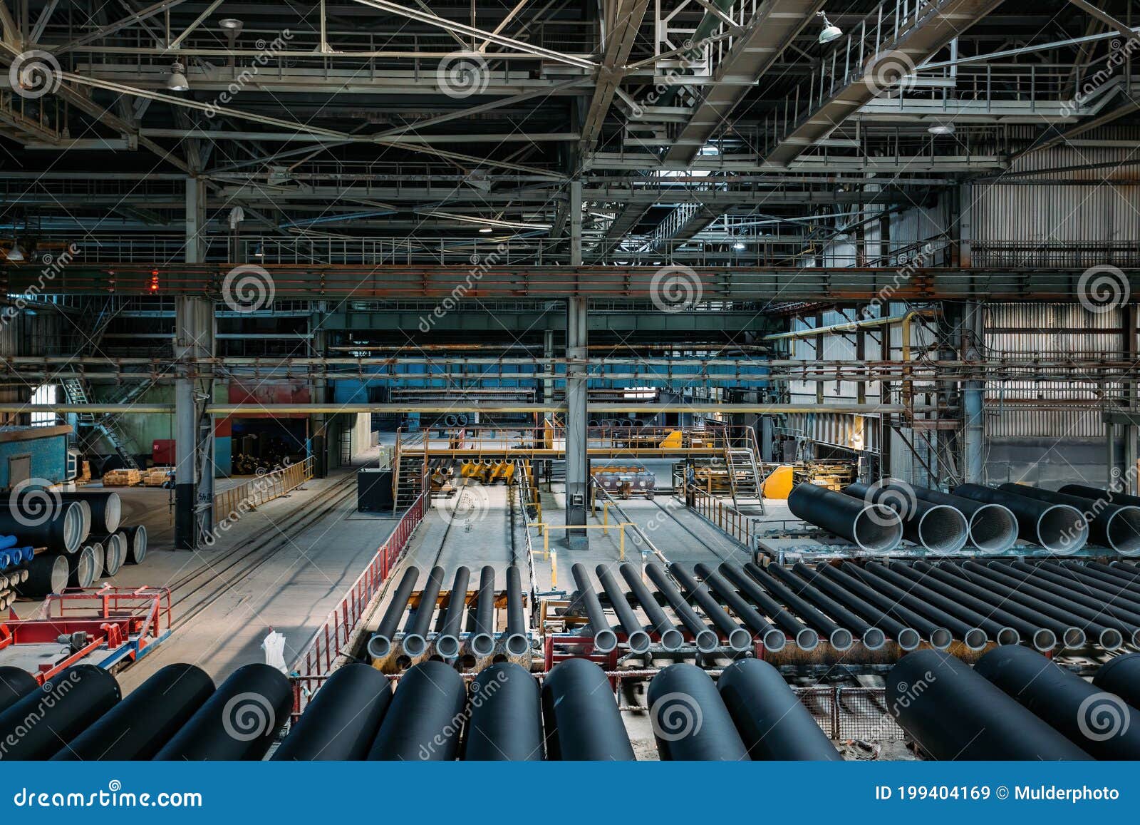 New Cast Iron Pipes for Pipeline Construction in Warehouse Stock Image ...