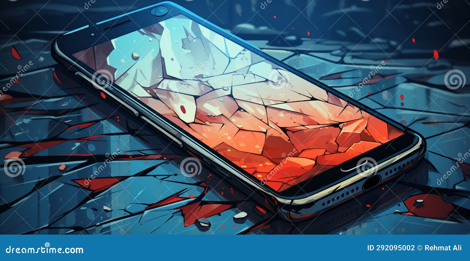 New Cellphone Damaged Screen Glass Vector Art Stock Photo - Image of ...