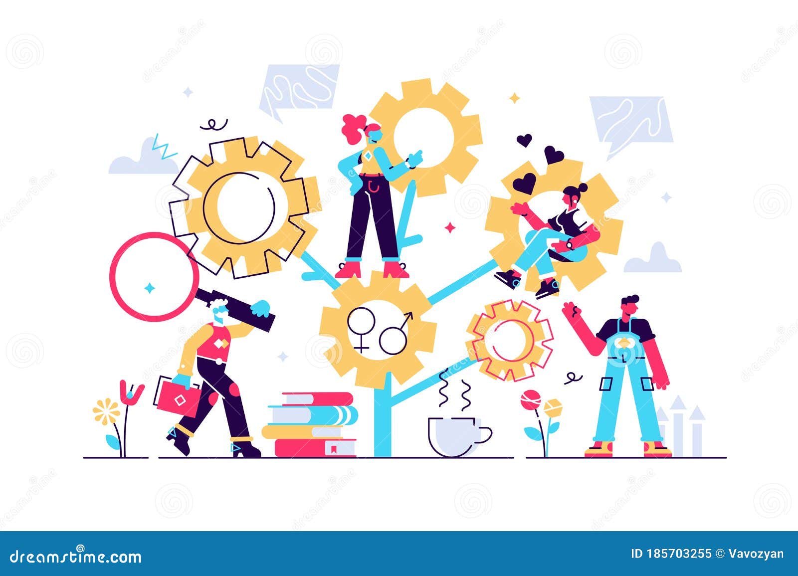 Sociology Vector Illustration. Flat Stock Vector - Illustration of mini ...