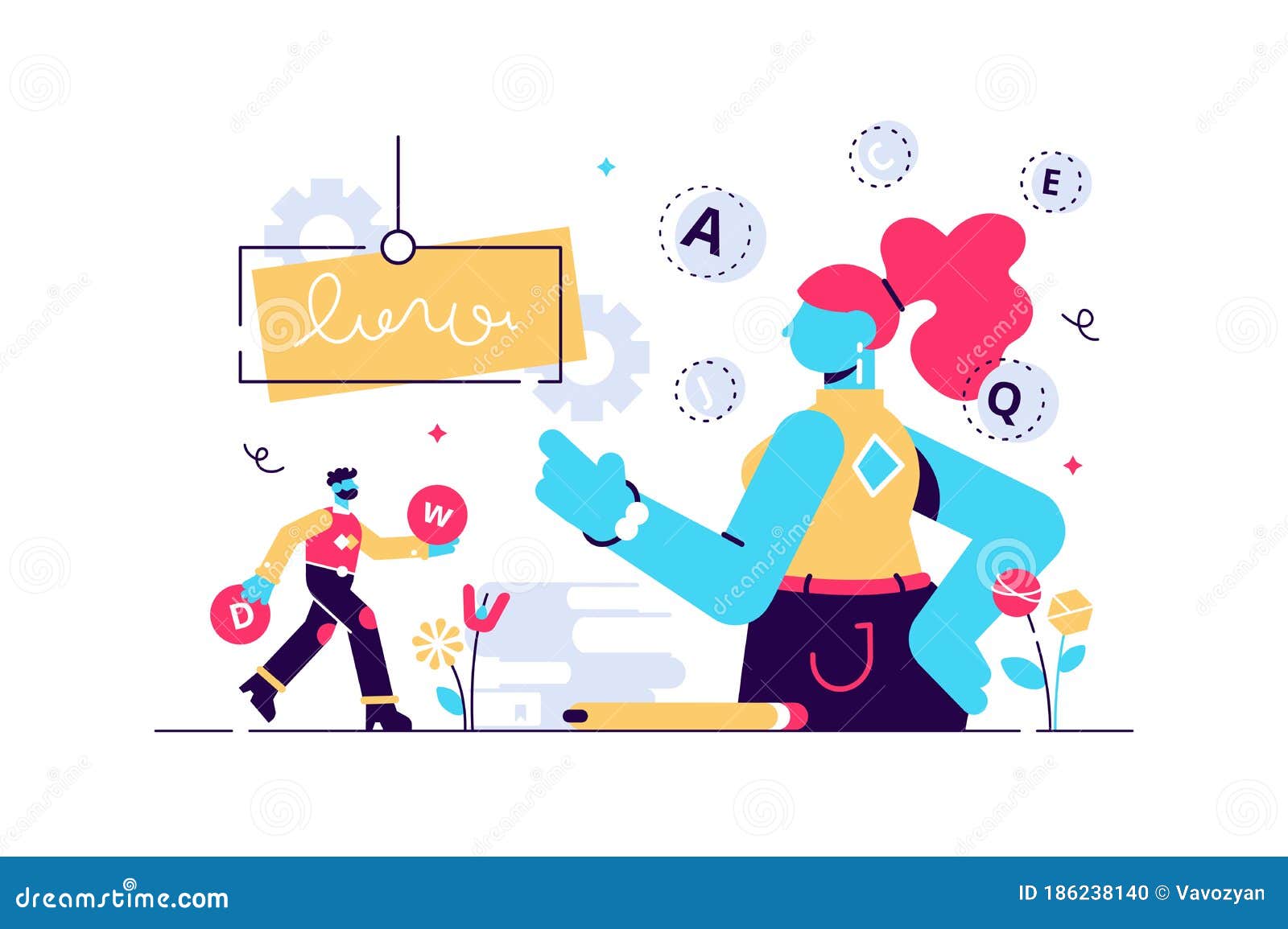 Vocabulary Vector Illustration. Flat Tiny Stock Vector - Illustration ...