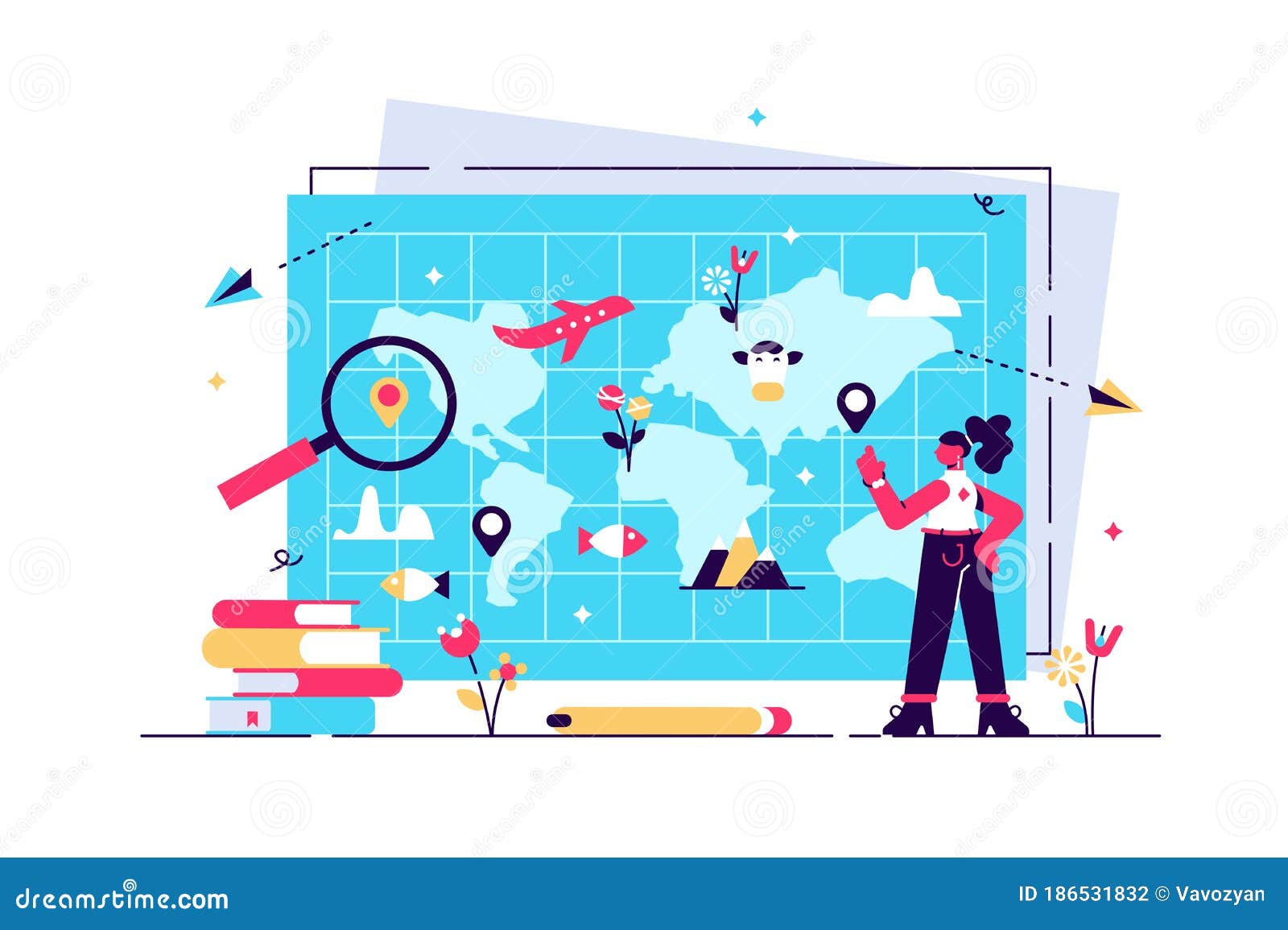 Geography Vector Illustration. Flat Tiny Stock Vector - Illustration of ...