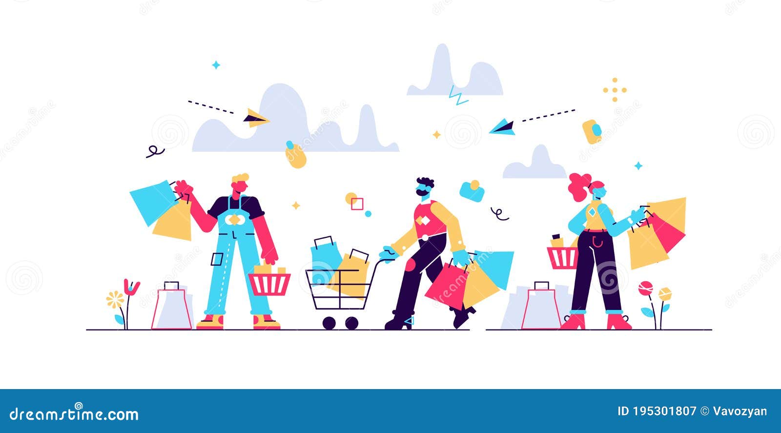 Persons In Rush. Cartoon Characters In Modern Clothes Hurrying And ...