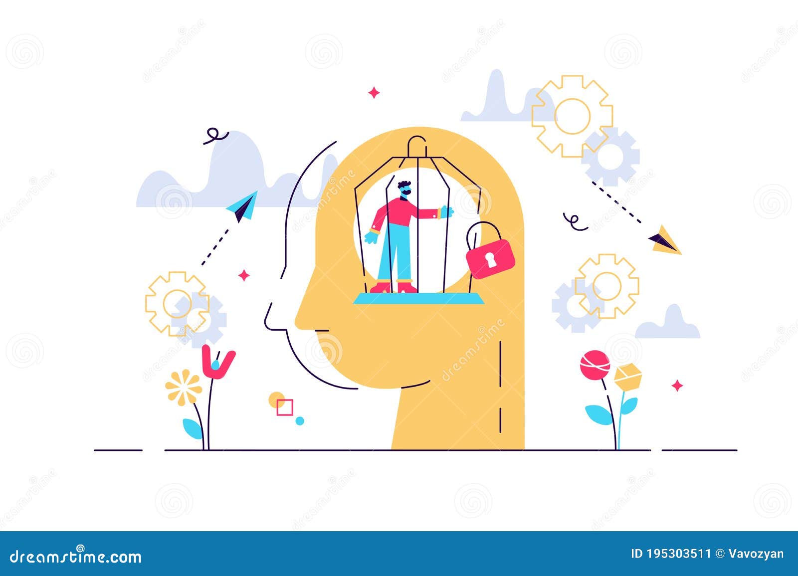 Mind Prison Psychological Concept Stock Vector - Illustration of cage ...