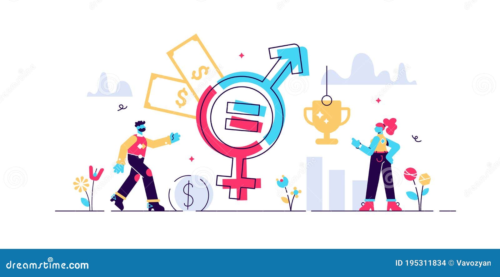 Gender Equality Vector Illustration. Flat Tiny Stock Vector ...