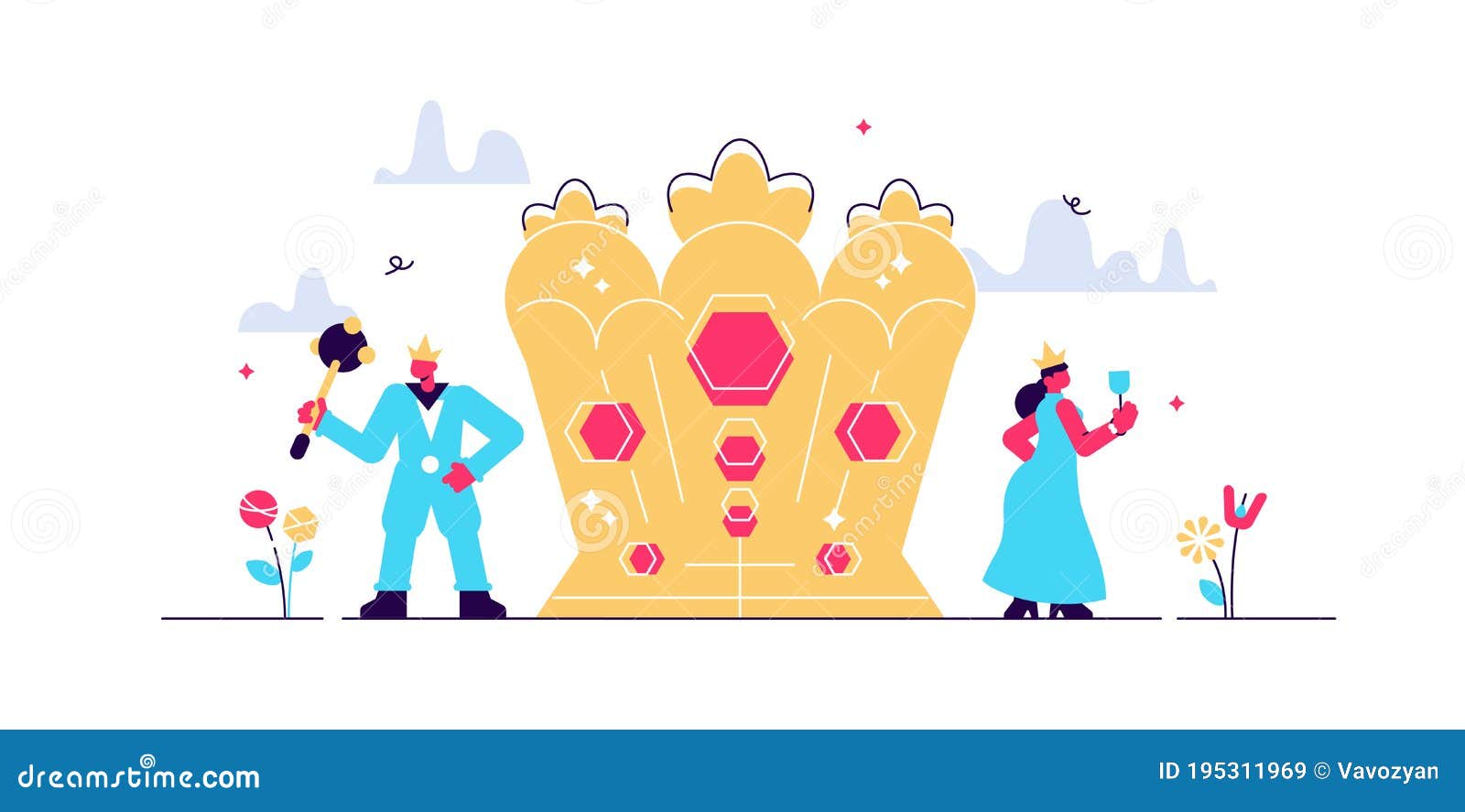 Monarchy Form Of Government With A Monarch King At The Head Crowd Of ...