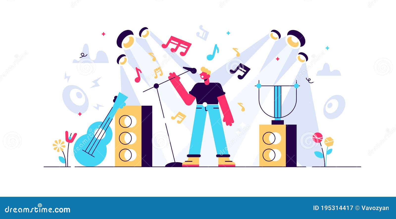 Singing Vector Illustration. Flat Tiny Stock Vector - Illustration of ...