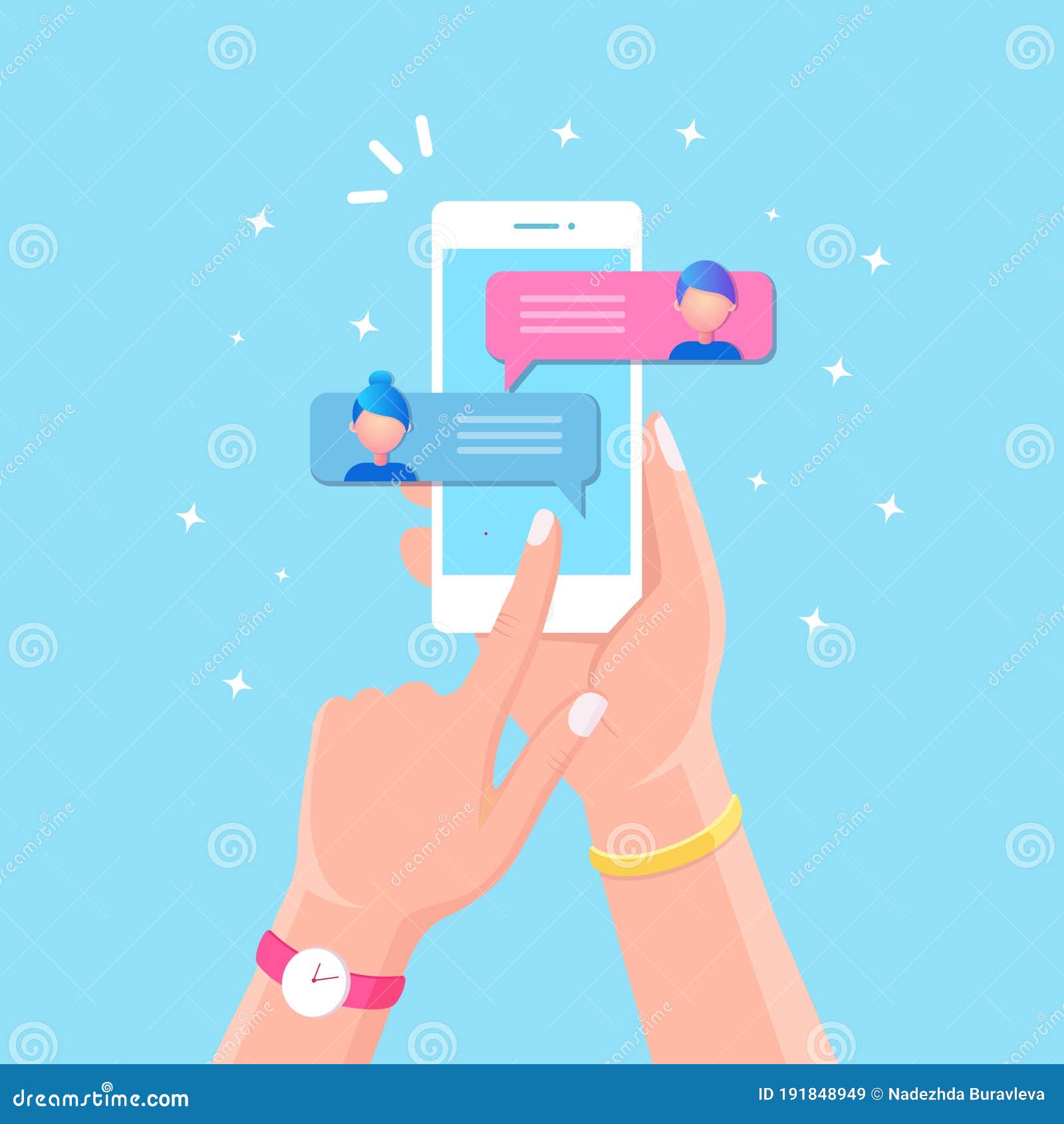 New Chat Messages Notification on Mobile Phone. Sms Bubbles on ...