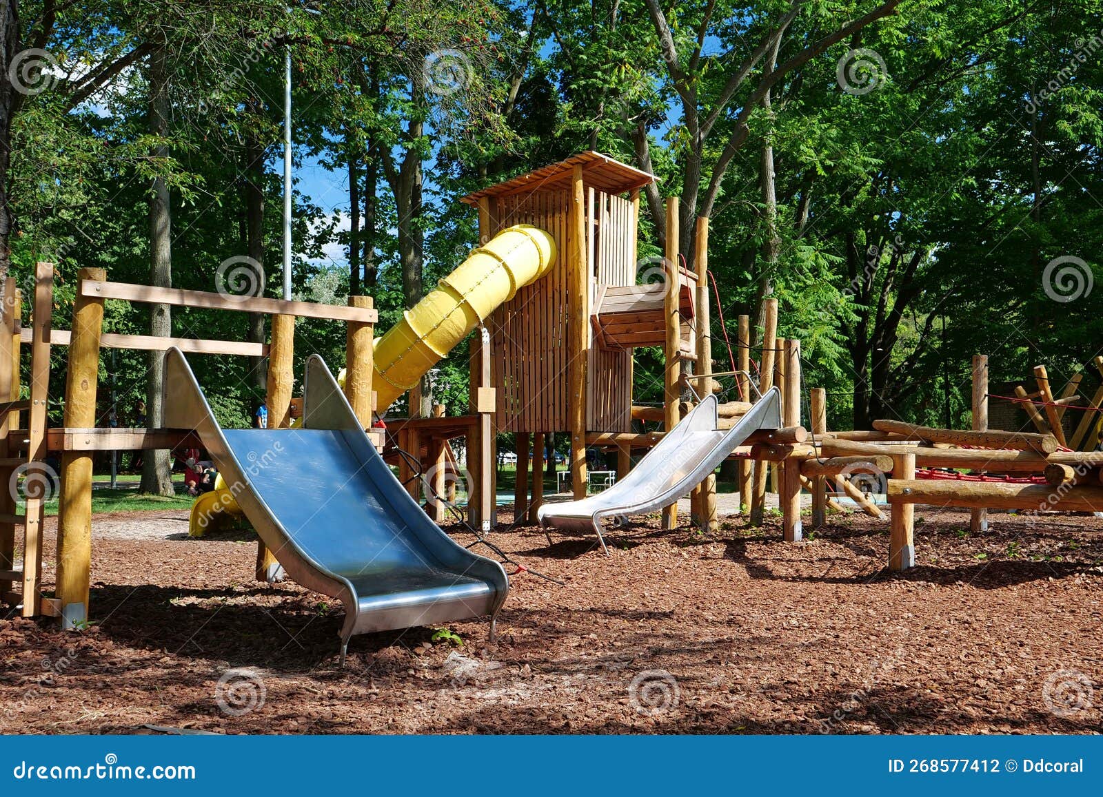 New Childrens Playground in Park Area Stock Photo - Image of creche ...