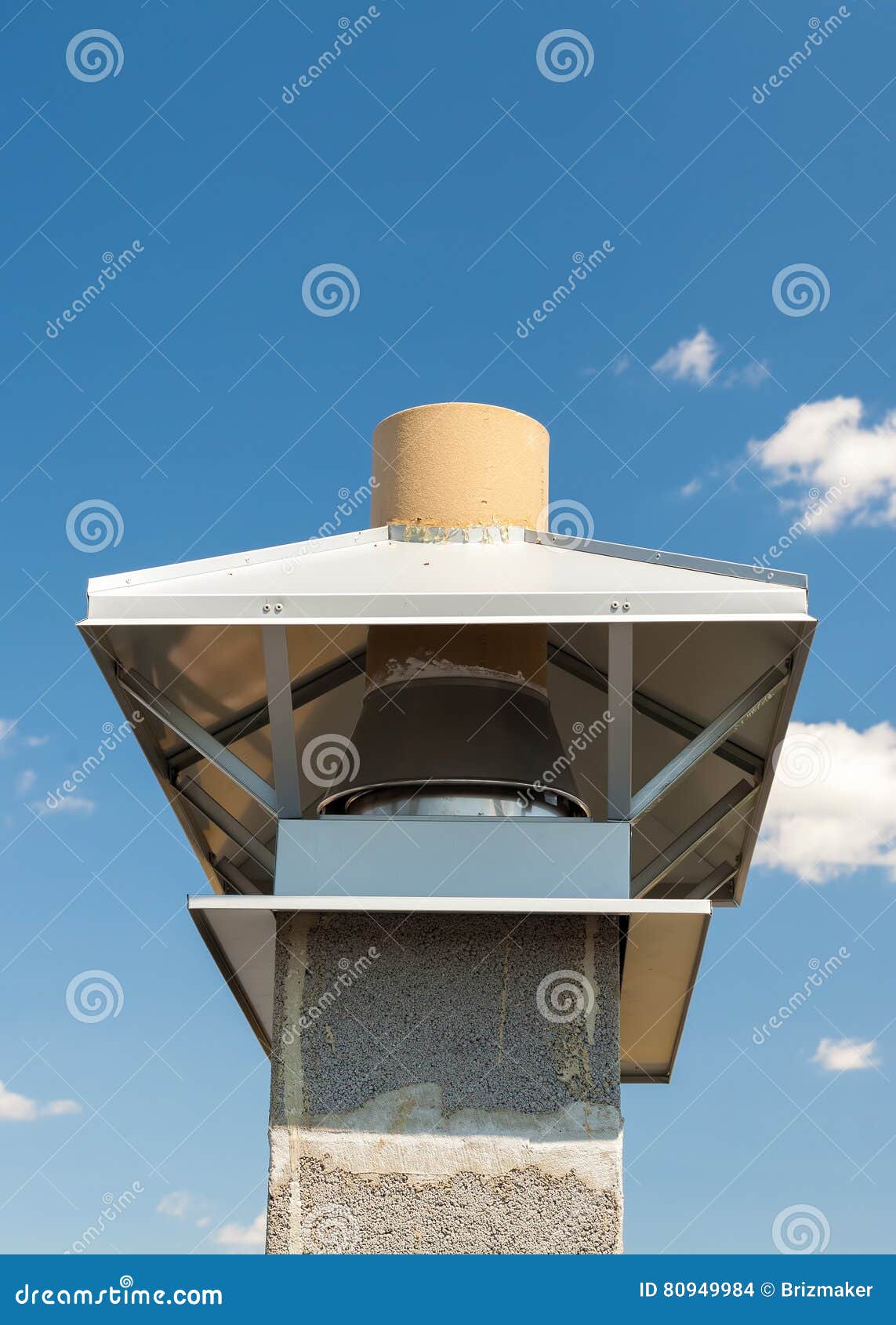 New Chimney Smokestack with Metal Box Closeup. Stock Photo - Image of ...