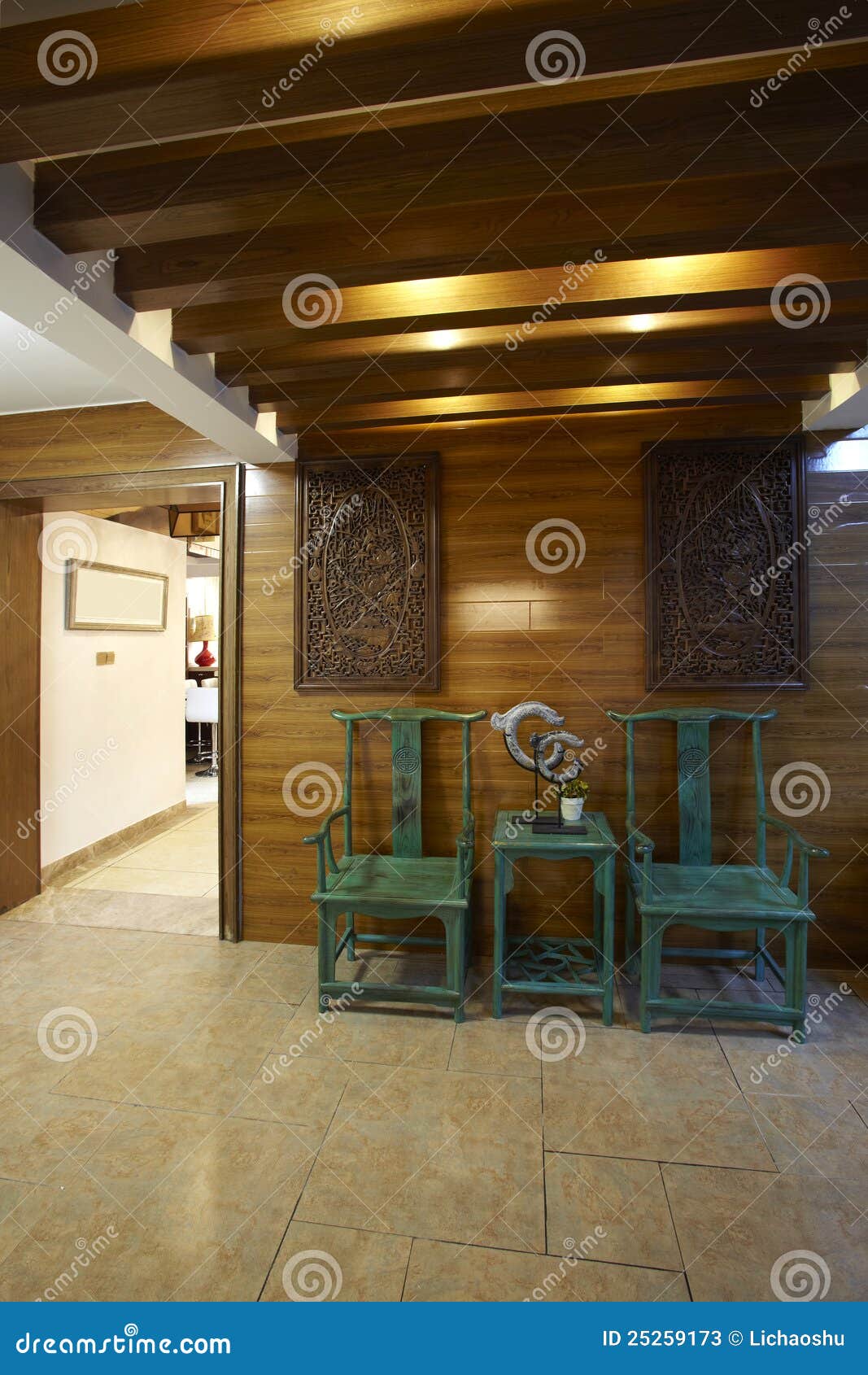 New Chinese style home stock image. Image of design, monstera - 25259173