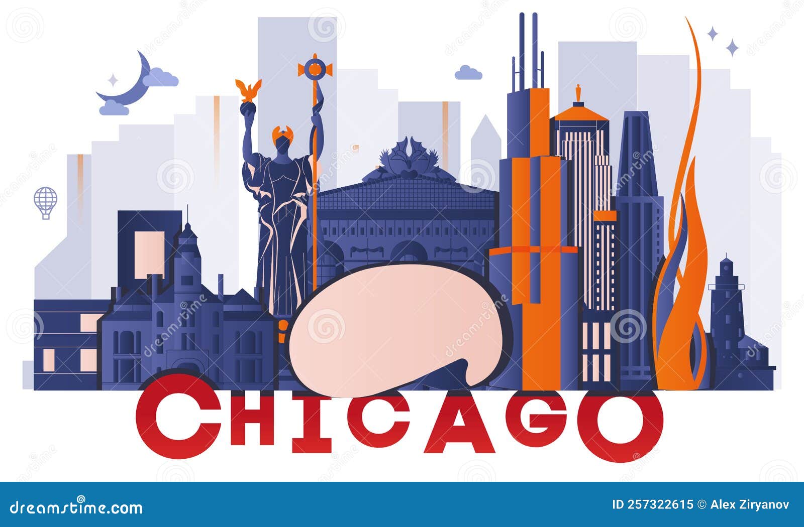 Chicago Branding Technology Concept Vector Illustration Stock Vector ...