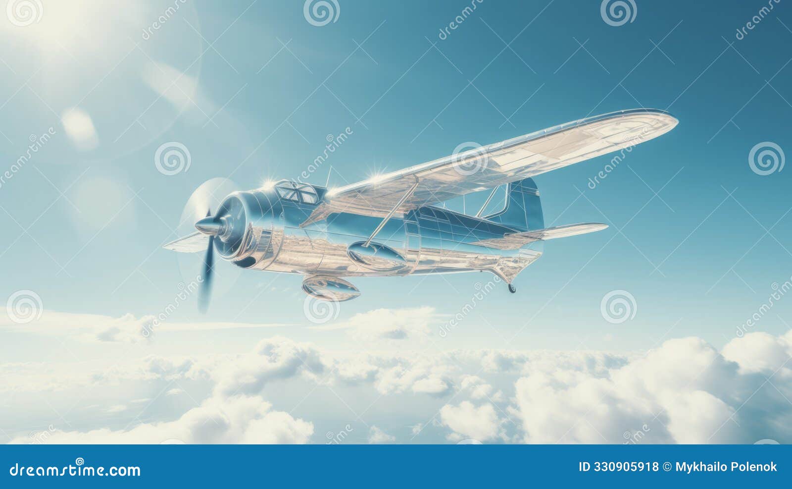 New and Clean Airplane Float in Cloudy Sky. Neural Network Ai Generated ...