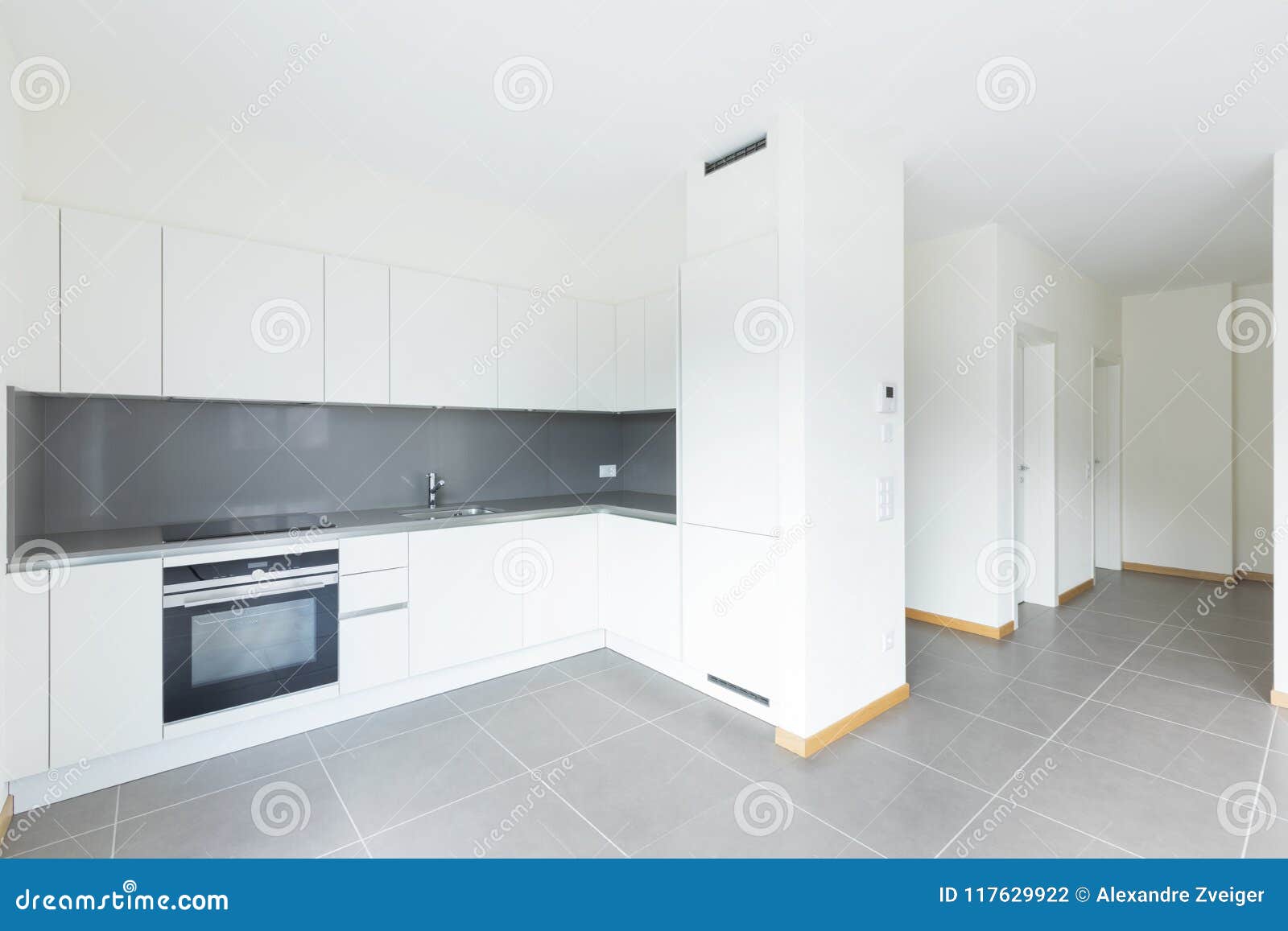 New, Clean and Empty Kitchen in the Empty Room Stock Photo - Image of ... New, Clean and Empty Kitchen in the Empty Room Stock Photo - Image of ...