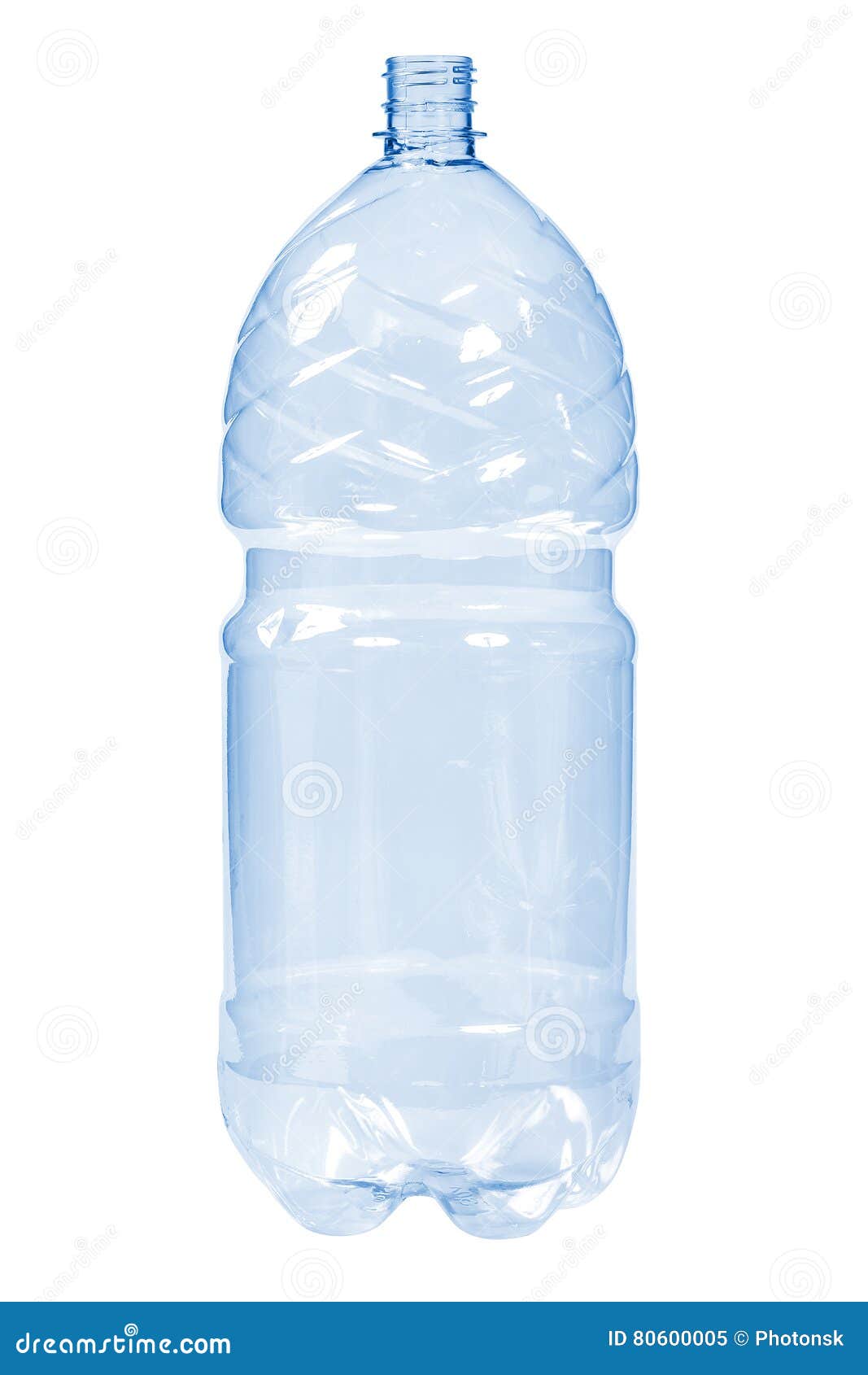 New, Clean, Empty Plastic Bottle Blue Color on White Background Stock ...